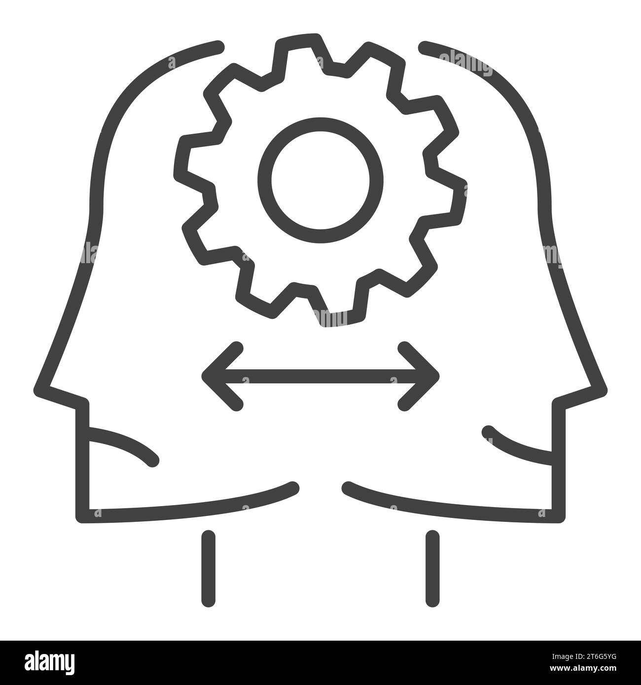 Sociology vector Face with Cog Wheel concept thin line icon or symbol ...