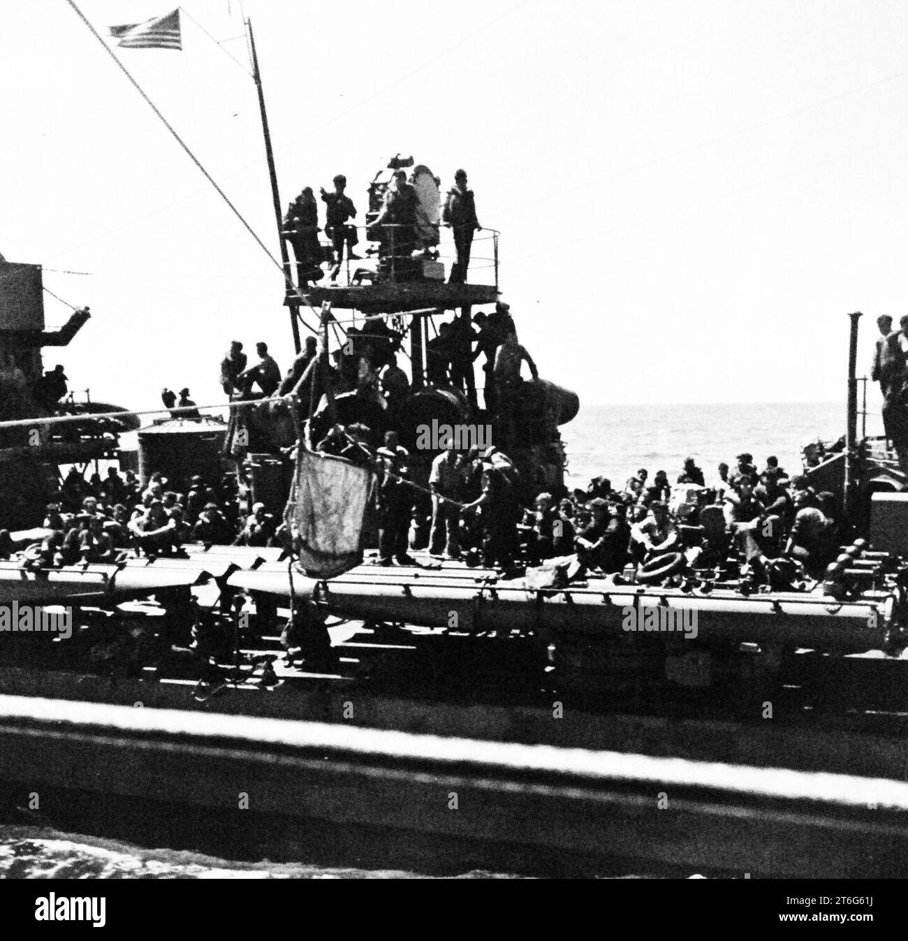 USS Yorktown (CV-5) survivors aboard USS Benham (DD-397) on 4 June 1942 ...