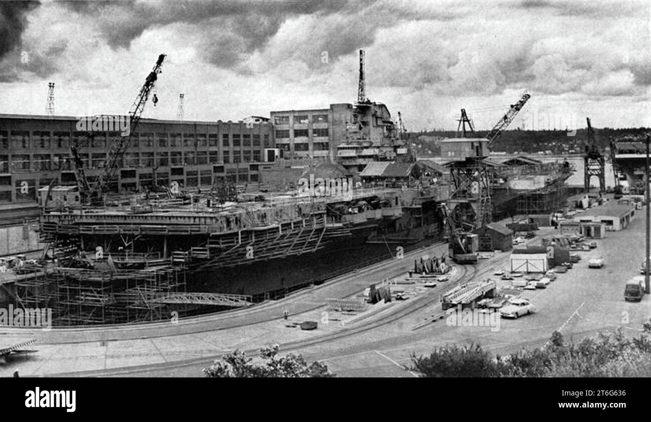 USS Yorktown (CVA-10) during her SCB-125 conversion at the Puget Sound ...
