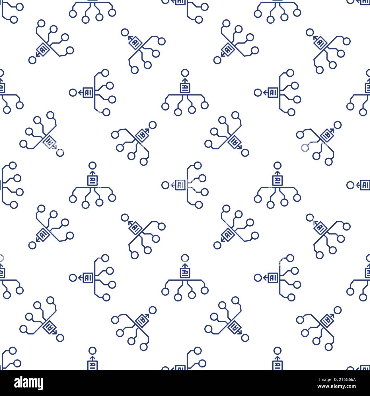 AI Generation vector Artificial Intelligence concept thin line seamless pattern Stock Vector ...