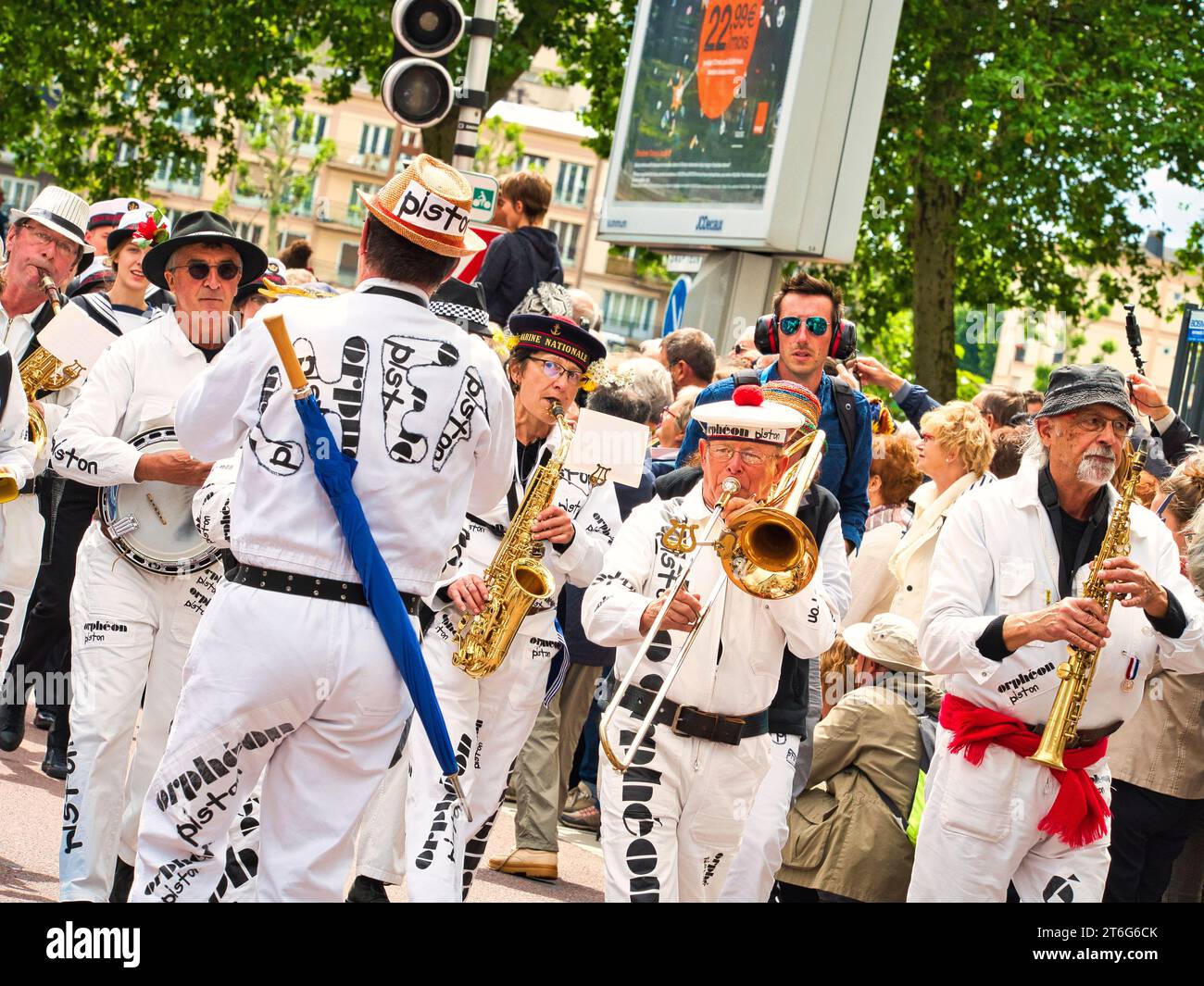 ROUEN, FRANCE - JUNE Circa, 2019. Unidentified Sailors parade in ...