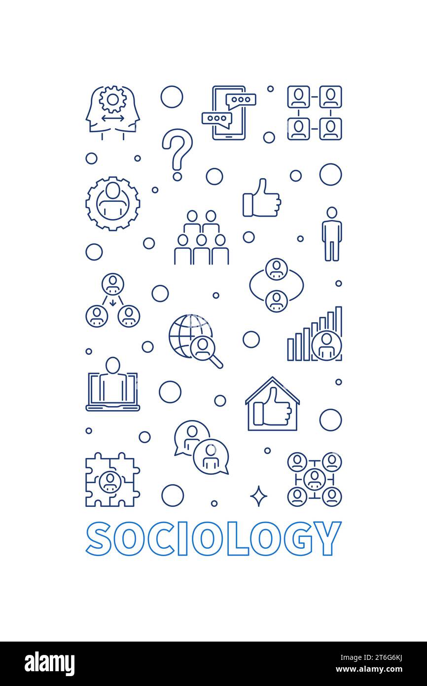 Sociology vertical outline banner. Human Social Behavior vector concept ...