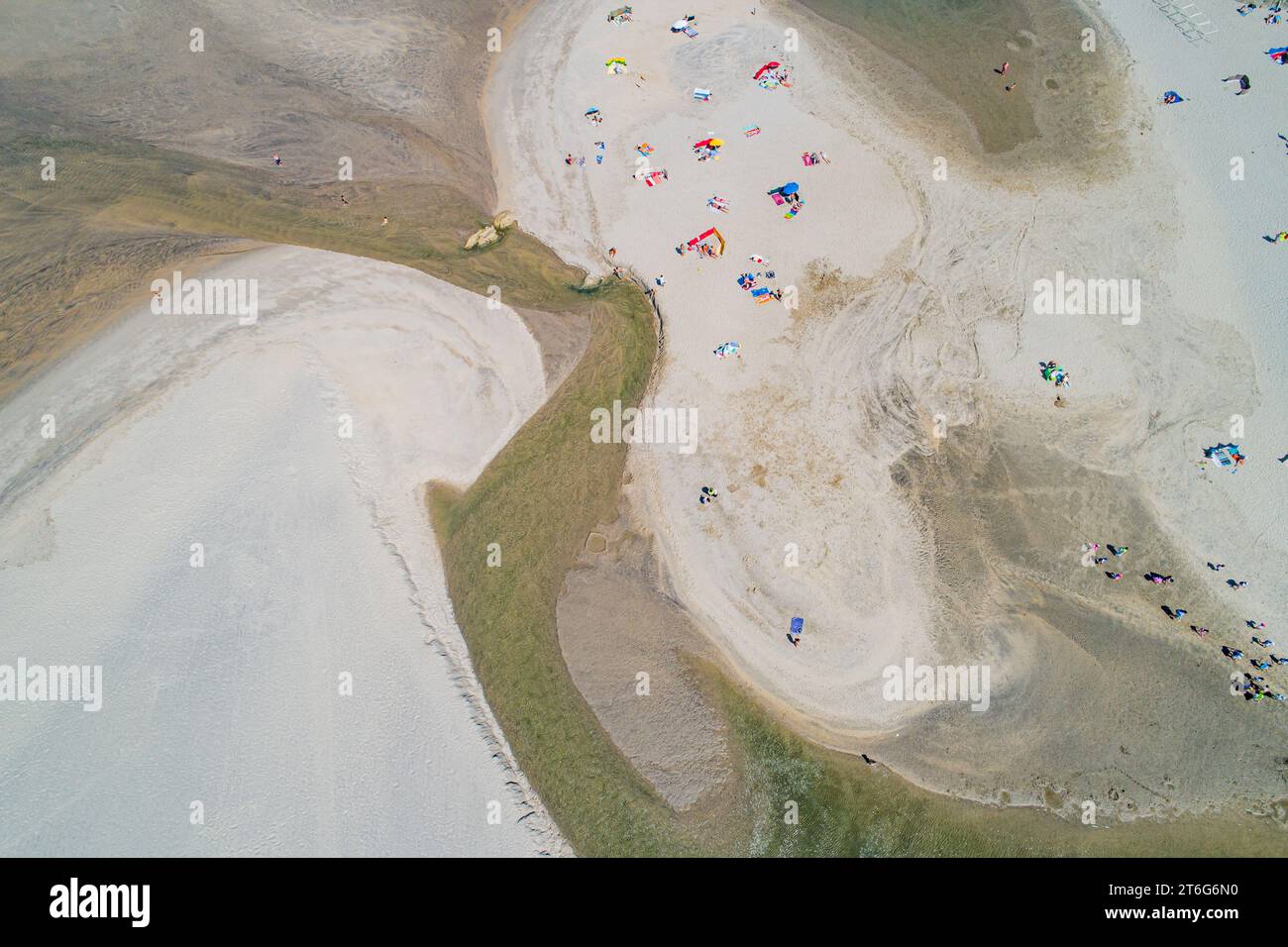 drone zenithal aerial view of a beach with people in summertime Stock ...