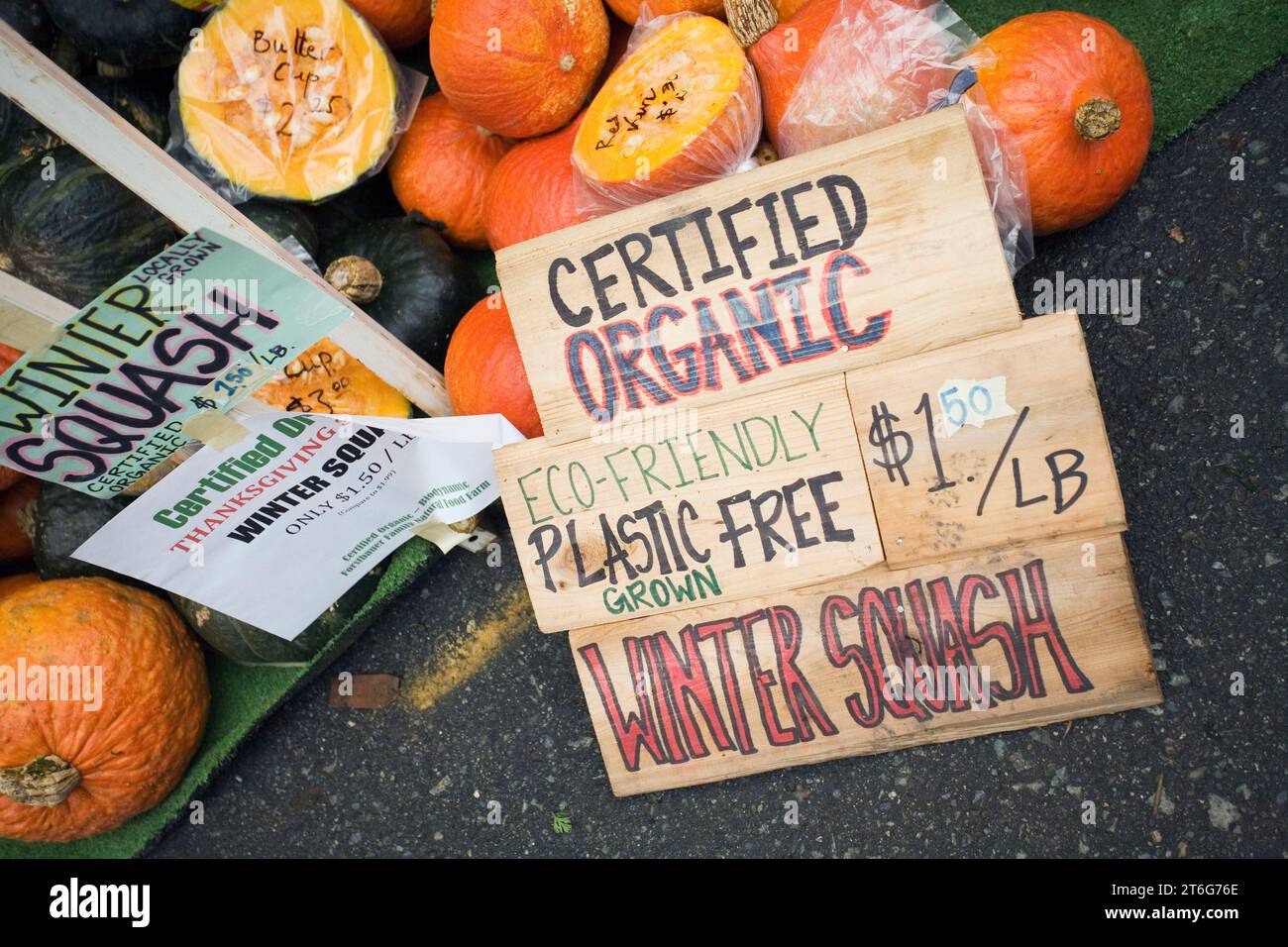 Certified organic winter squash for sale at the Trout Lake Farmer's ...