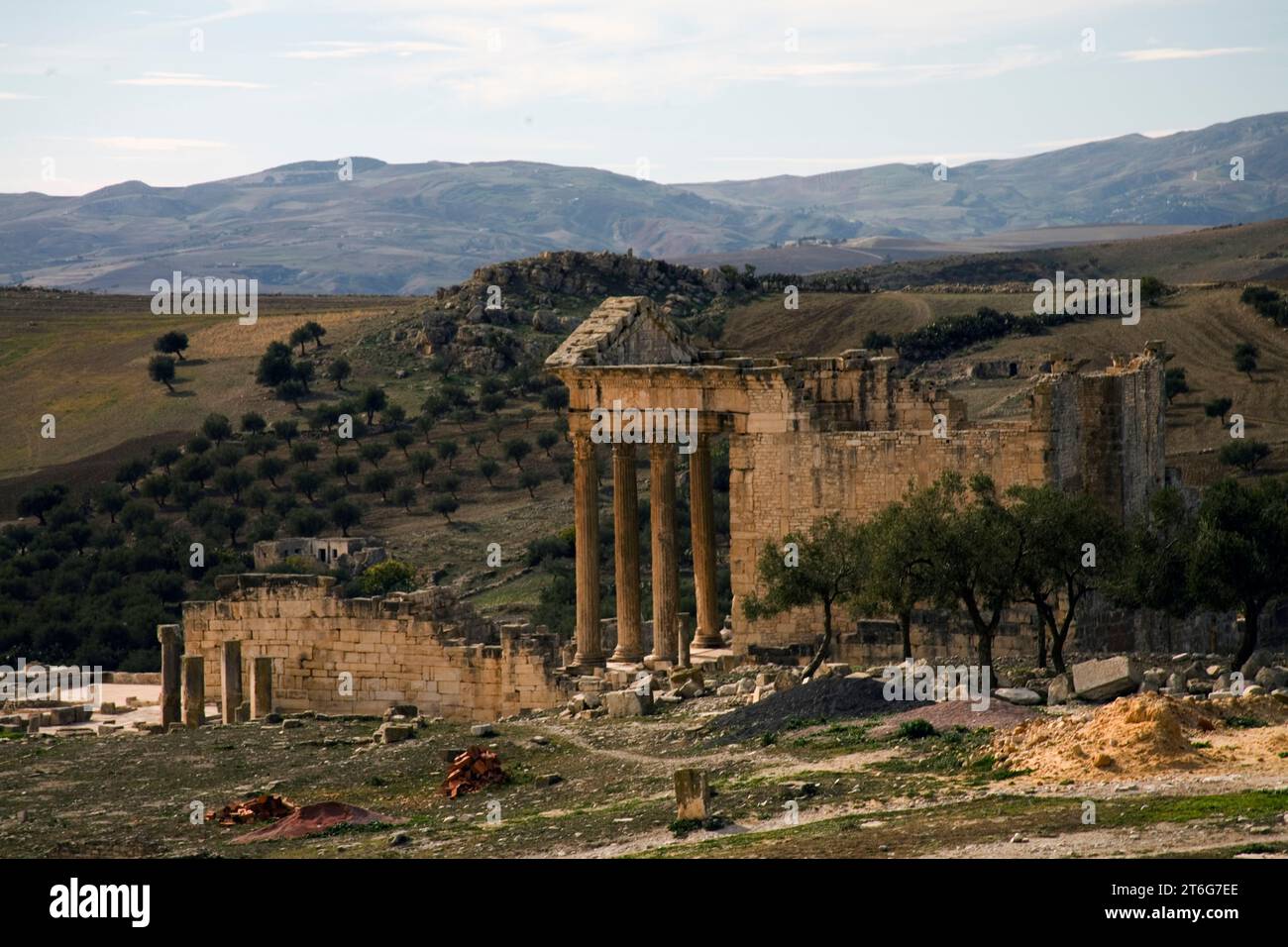 The lush countryside surrounding the Roman Capitol at Dougga (Thugga ...