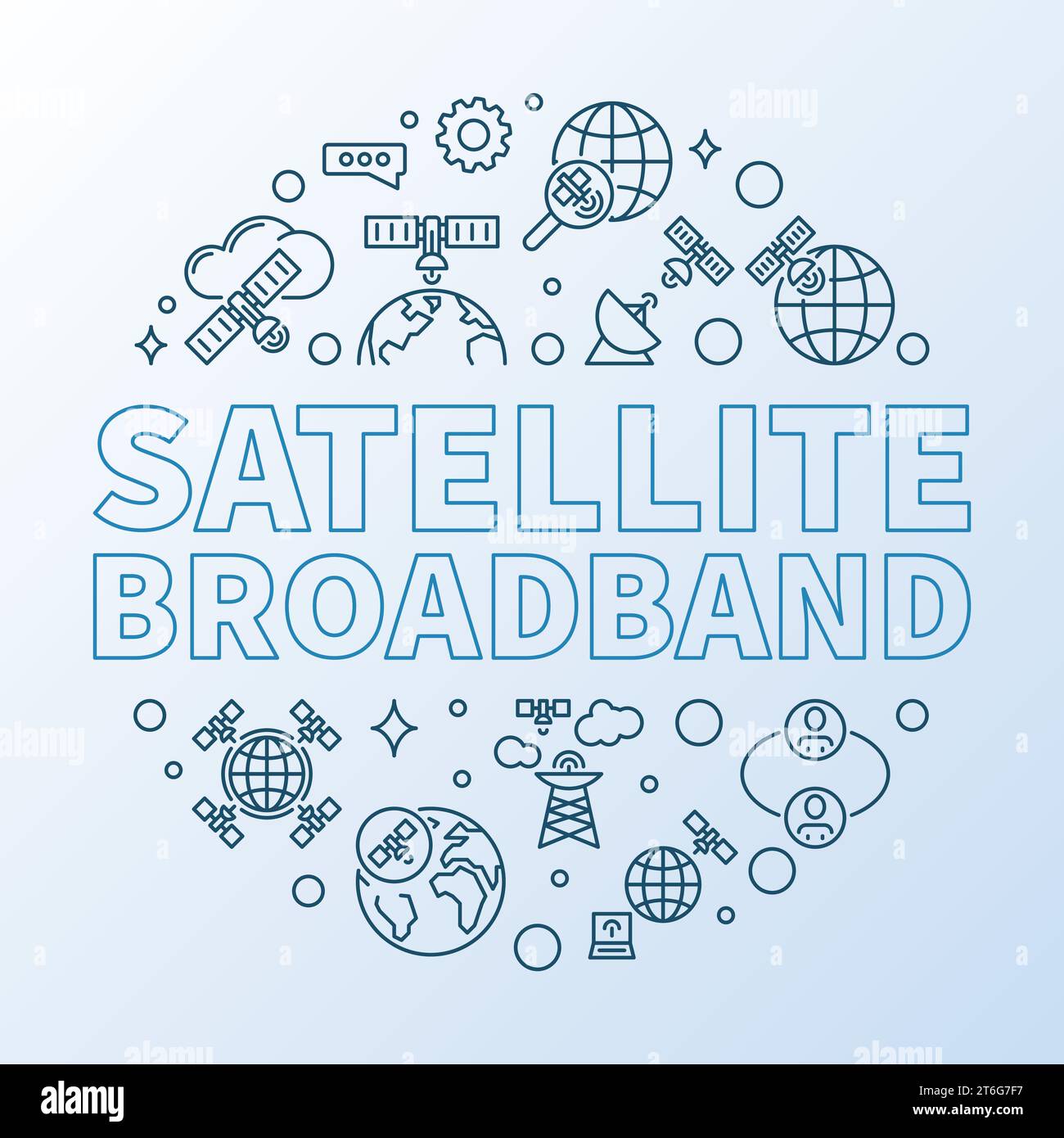 Satellite Broadband vector thin line circle shaped banner - Internet ...