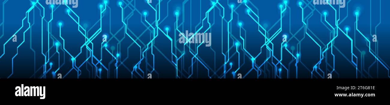 Abstract neon blue tech circuit board lines sci-fi banner design ...