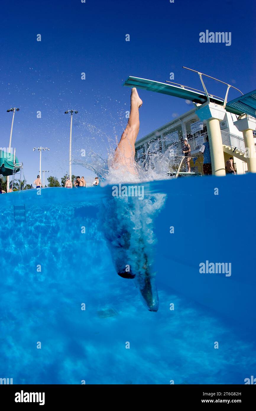 Diver entering water from underwater hi-res stock photography and ...