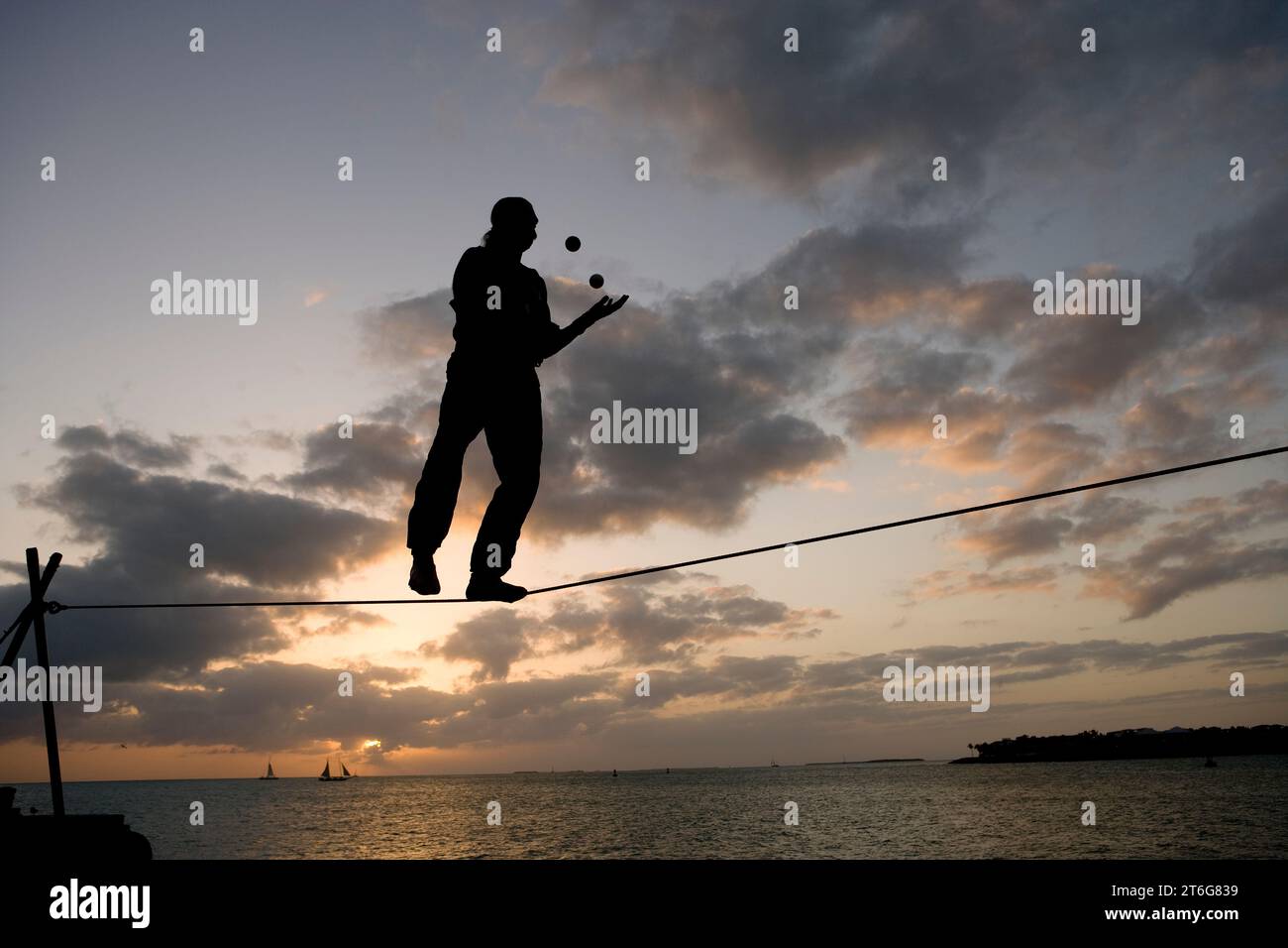 Tightrope Walker and Juggler during Sunset Celebration, Key West ...