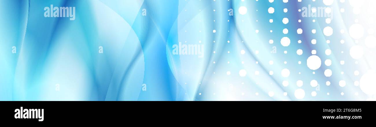 Abstract shiny white blue smooth blurred waves with dotsbanner design ...