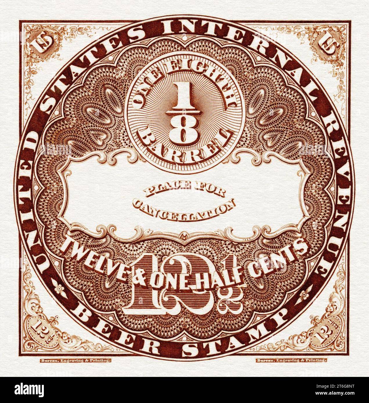 US-Stamp-Beer-1870-121⁄2 cents (1⁄8 barrel Stock Photo - Alamy