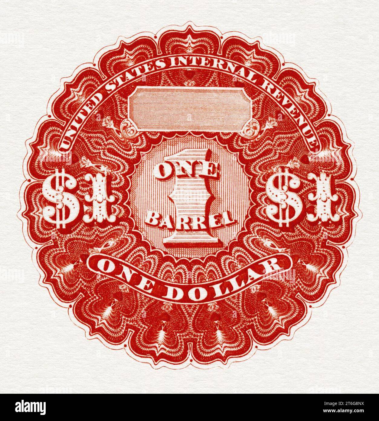 US-Stamp-Beer-1867-1 dollar (1 barrel Stock Photo - Alamy