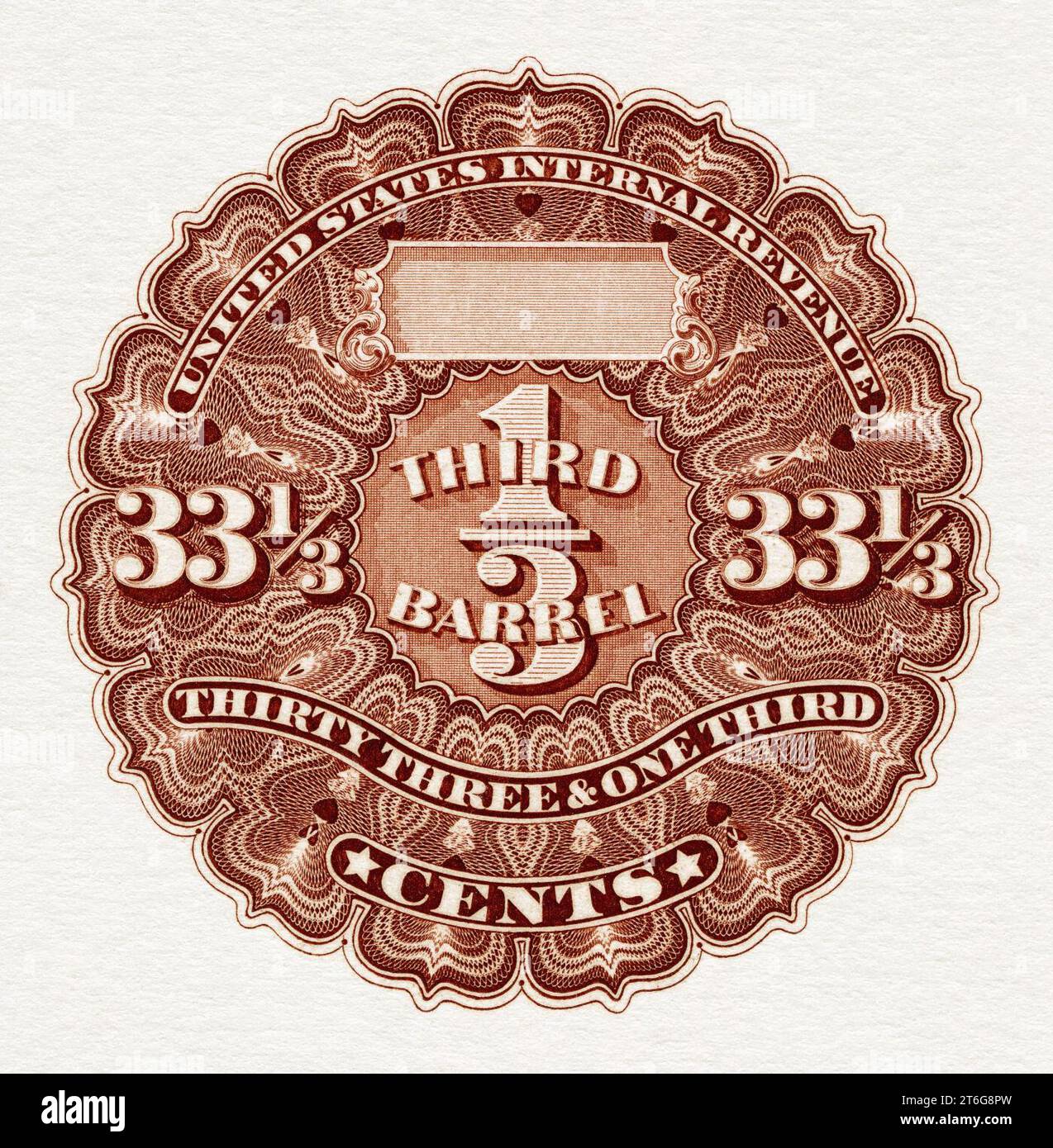 US-Stamp-Beer-1867-331⁄3 cents (1⁄3 barrel Stock Photo - Alamy