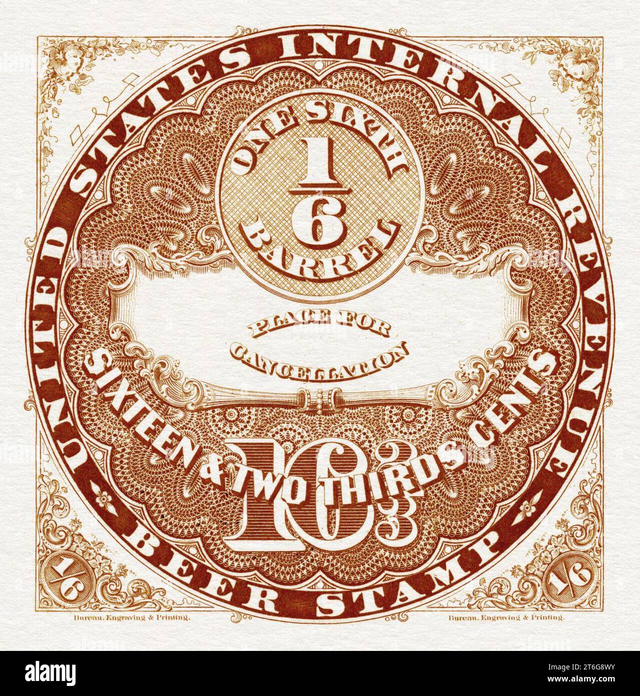 US-Stamp-Beer-1870-162⁄3 cents (1⁄6 barrel Stock Photo - Alamy