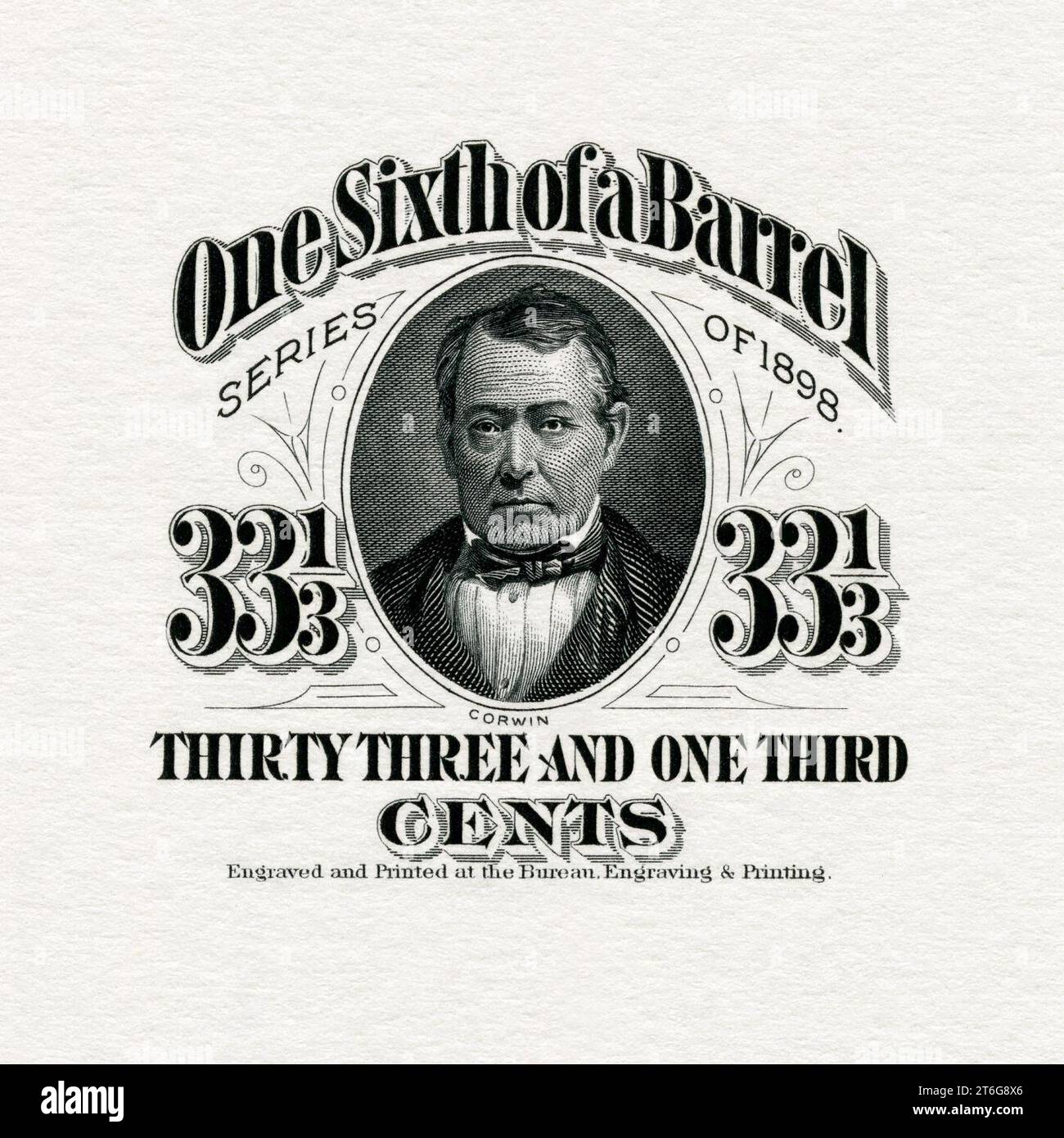 US-Stamp-Beer-1898-331⁄3 cents (1⁄6 barrel) (partial proof Stock Photo ...