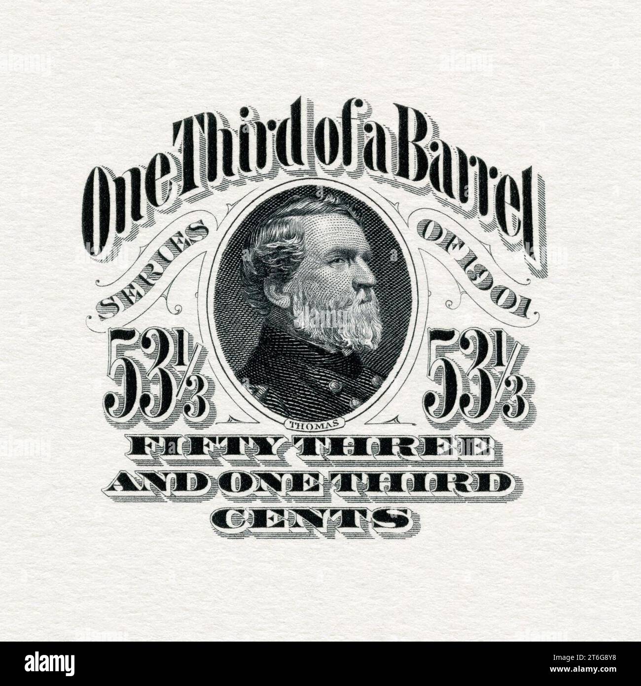 US-Stamp-Beer-1901-531⁄3 cents (1⁄3 barrel) (partial proof Stock Photo ...