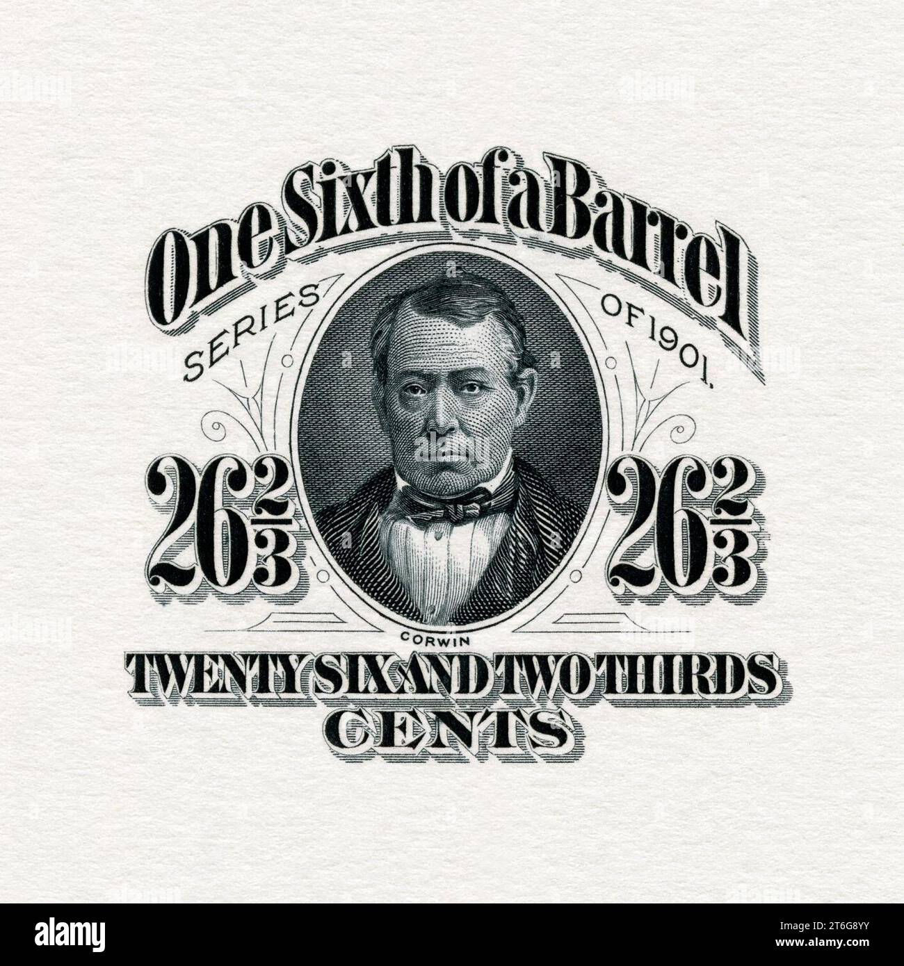 US-Stamp-Beer-1901-262⁄3 cents (1⁄6 barrel) (partial proof Stock Photo ...