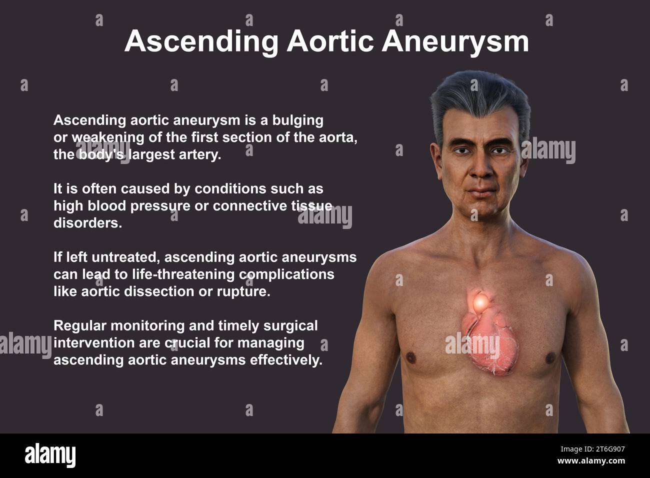 A 3D photorealistic illustration of the upper half part of a senior man ...