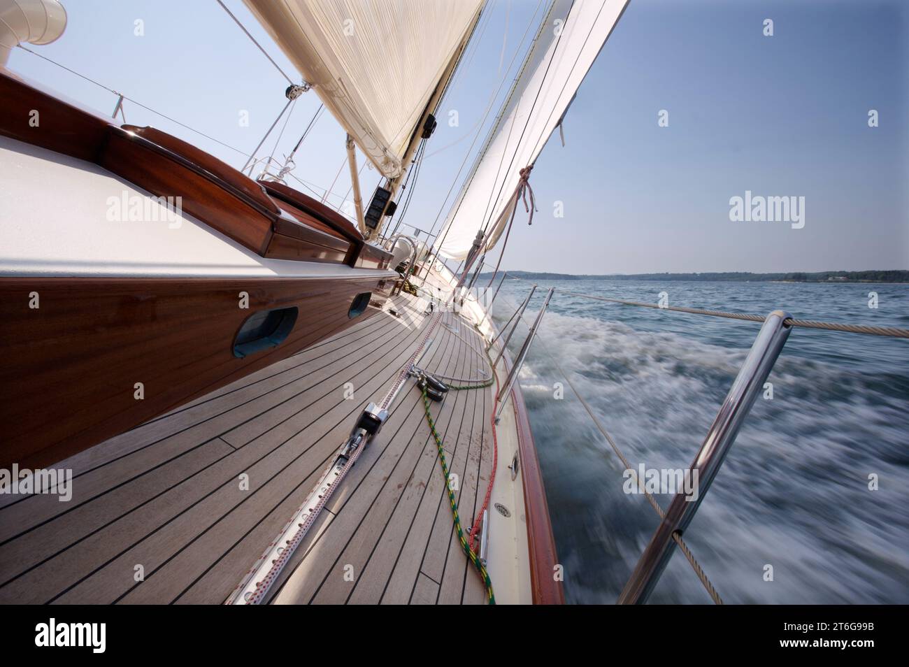 View from the starboard deck of a custom-designed sailboat sailing from ...