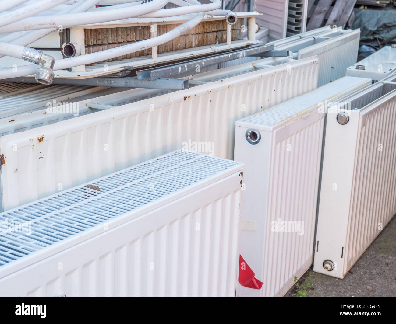 Old radiators in a plumbing company Stock Photo - Alamy