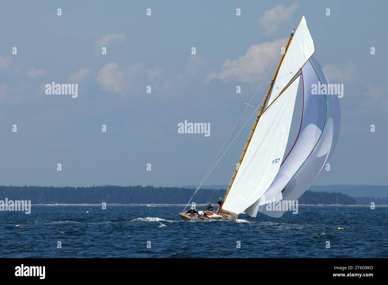 A classic racing yacht sailing off the coast of Maine Stock Photo - Alamy