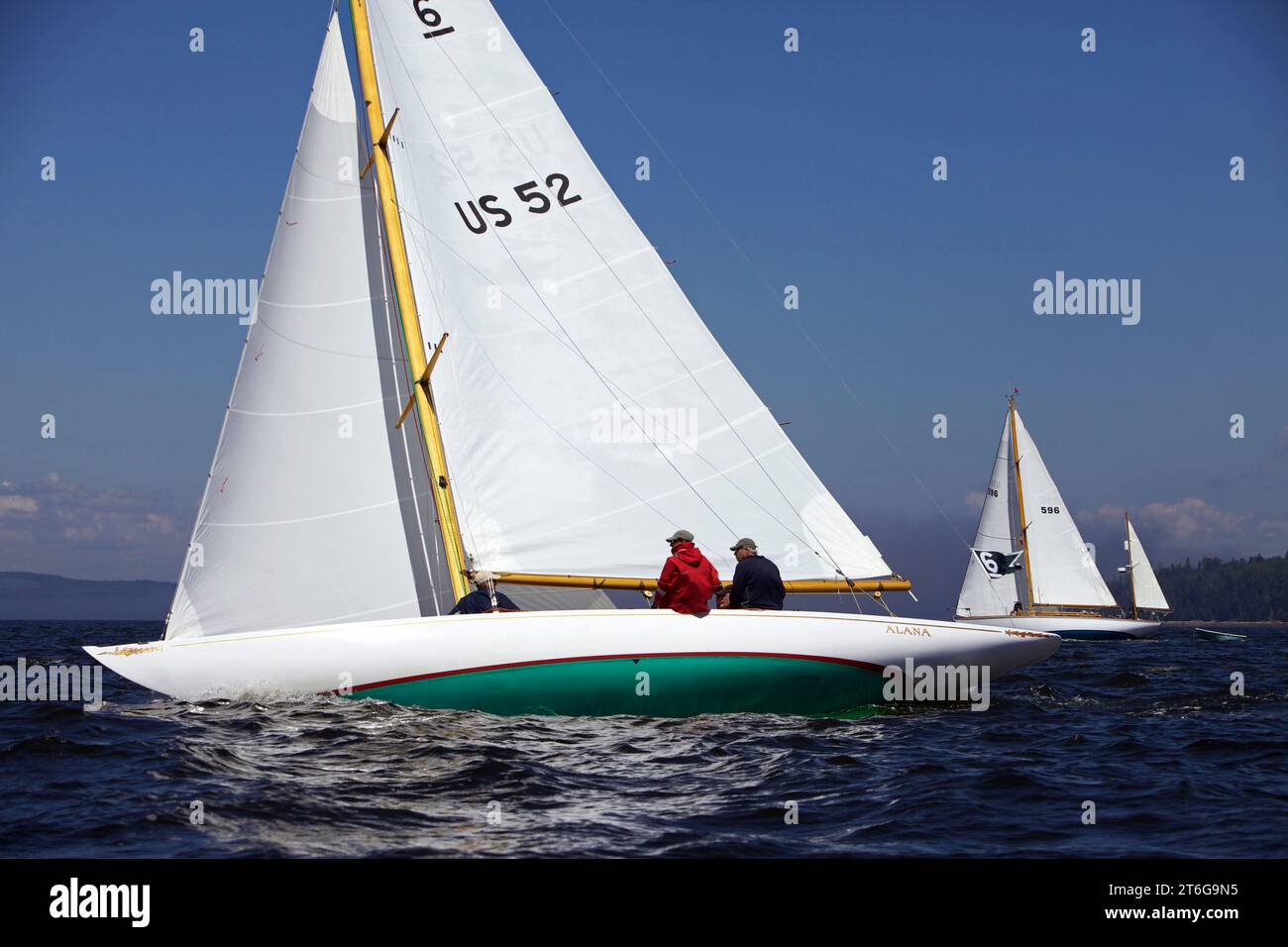 A 6 meter sailing yacht races off the coast of Maine Stock Photo - Alamy