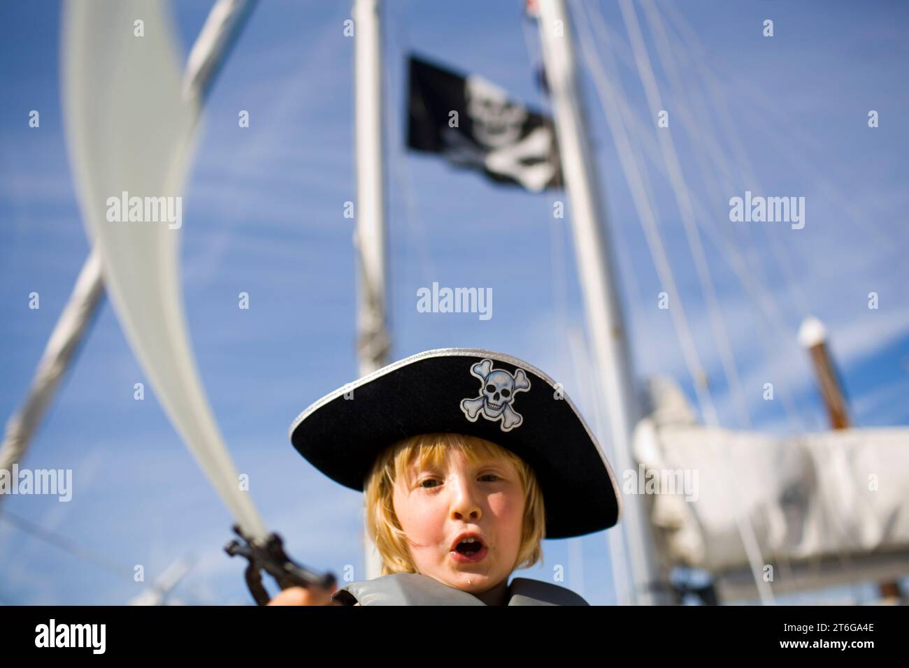 A little boy pretends to be a pirate Stock Photo - Alamy