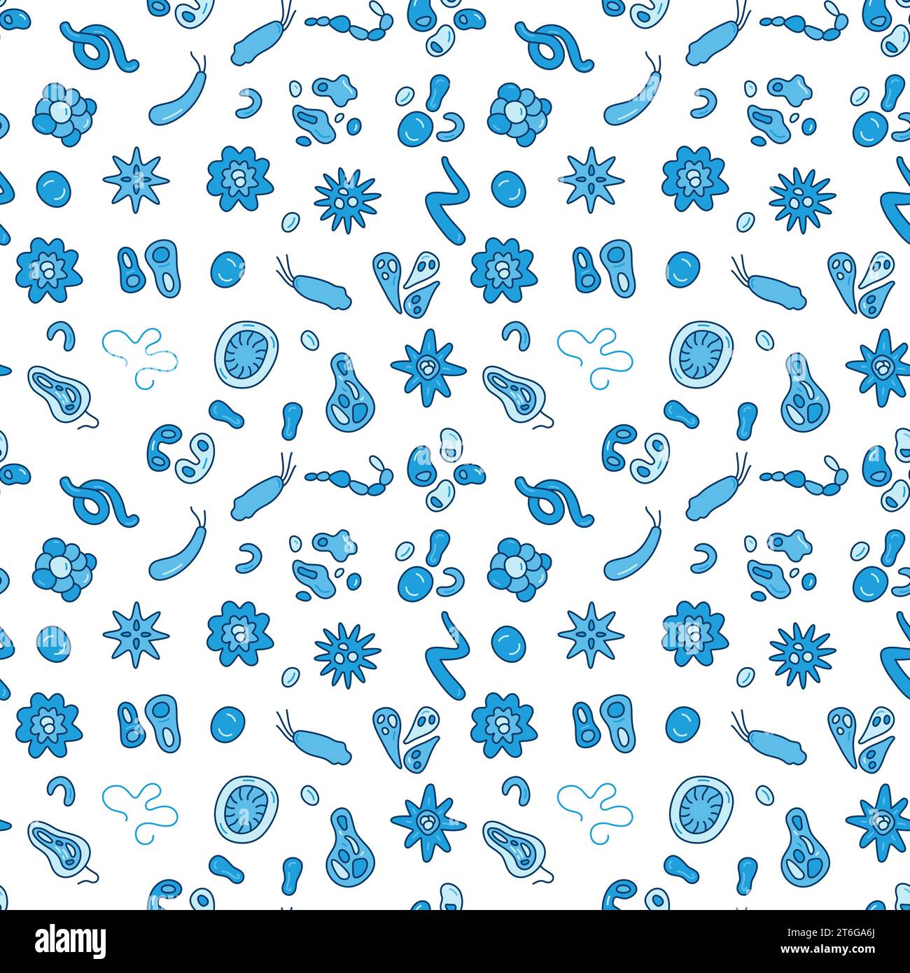 Seamless pattern with Virus, Vicrobe and Microscopic Bacterium concept vector creative symbols ...
