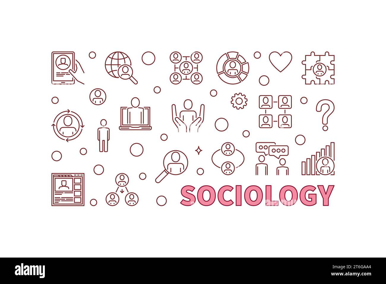 Sociology outline horizontal banner. Social Science concept vector ...
