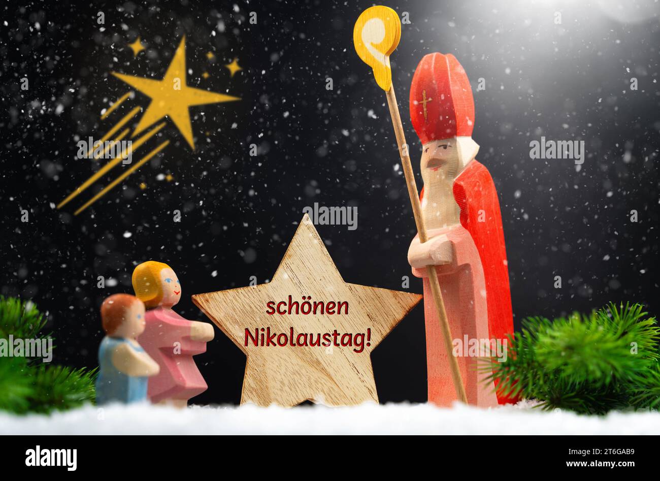 Augsburg, Bavaria, Germany - November 8, 2023: Wooden figure of St ...