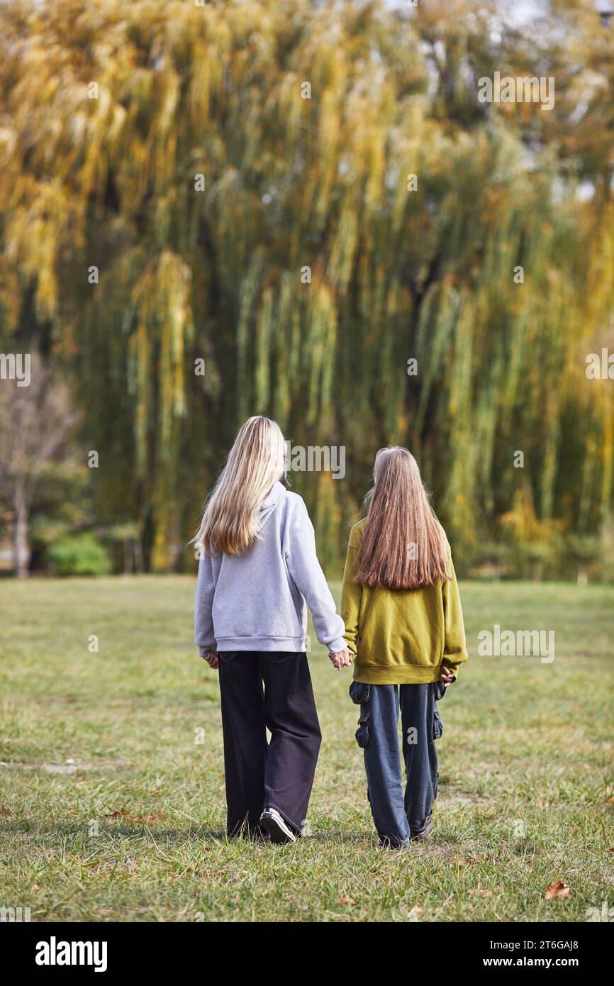 Two school girls and rear view hi-res stock photography and images - Alamy