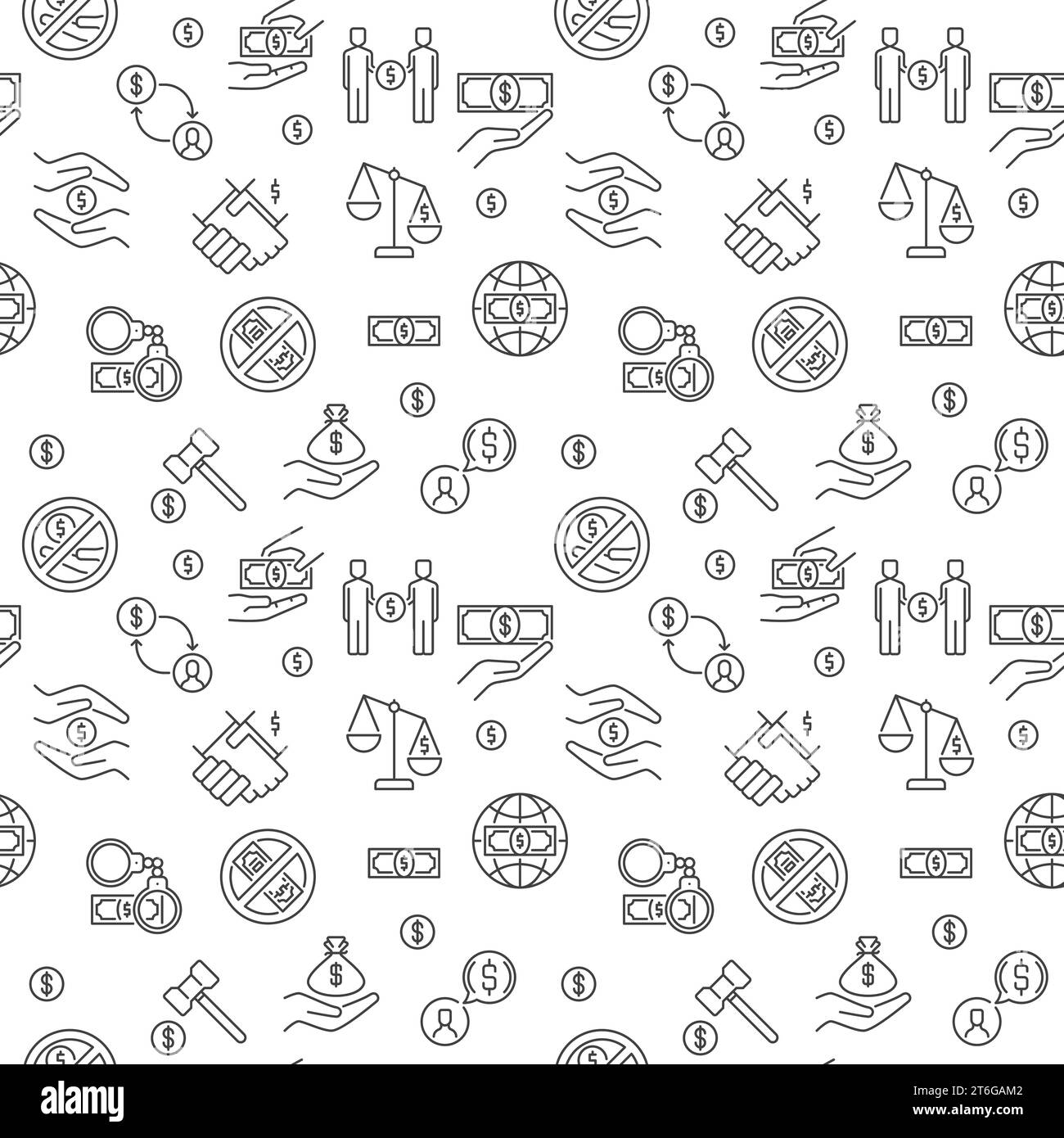 Corruption concept outline minimal seamless pattern or vector ...