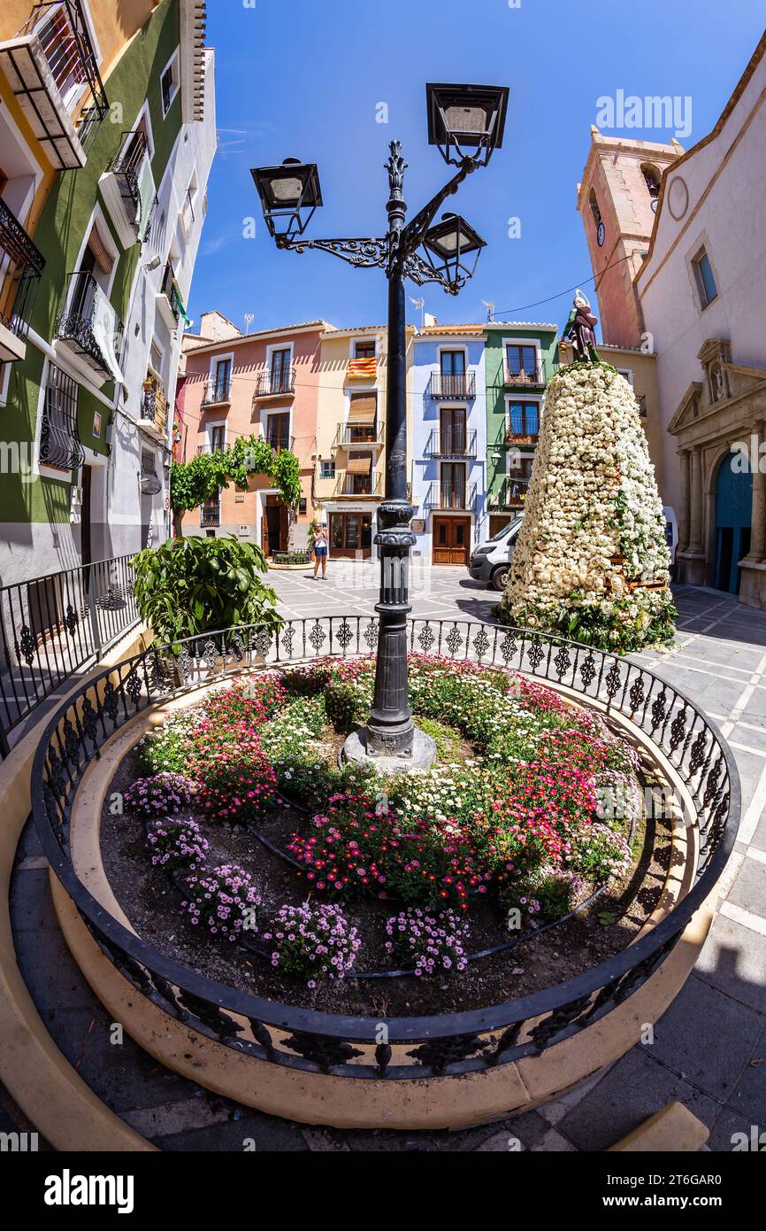 Villajoyosa church square decorated for Lágrimas Stock Photo - Alamy