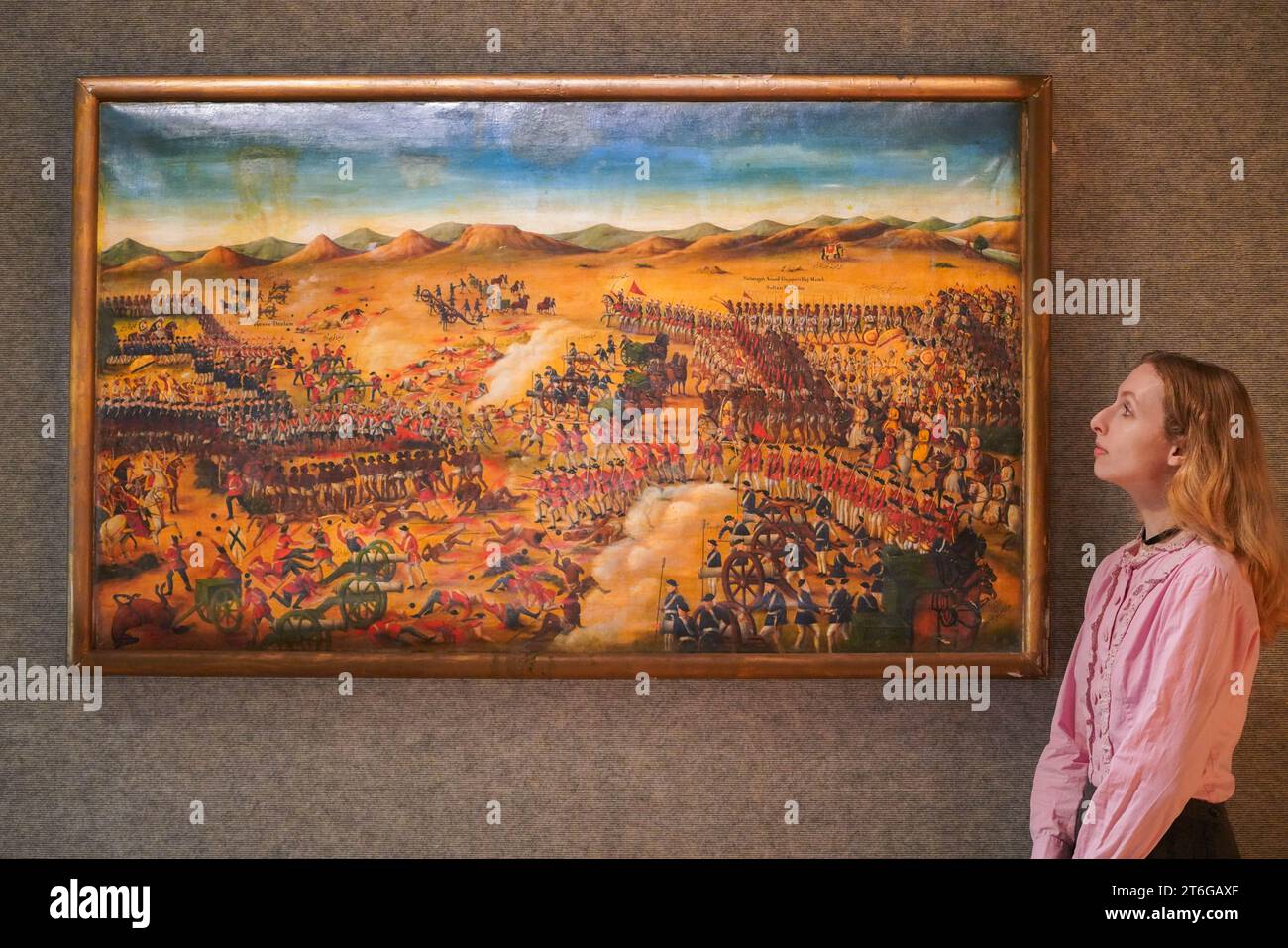 London, UK. 10 November 2023. A large painting depicting the Battle of ...