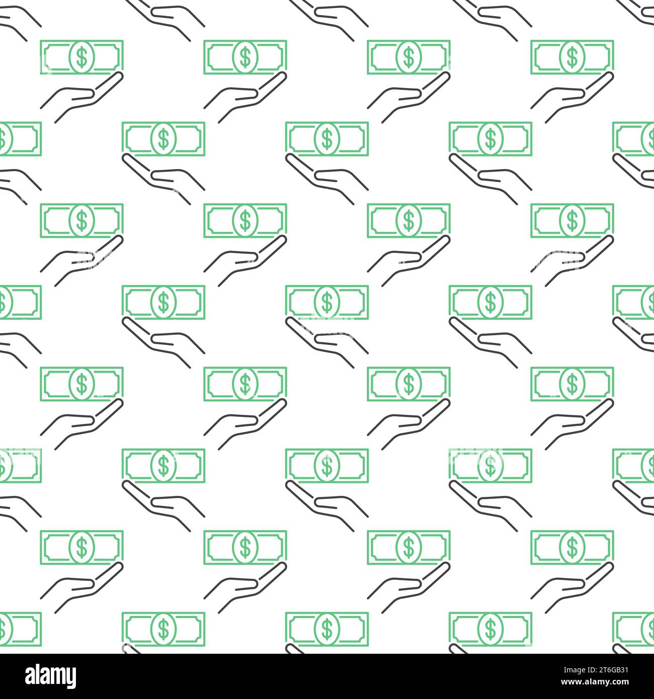 Dollar Banknote in Hand vector concept linear seamless pattern Stock ...