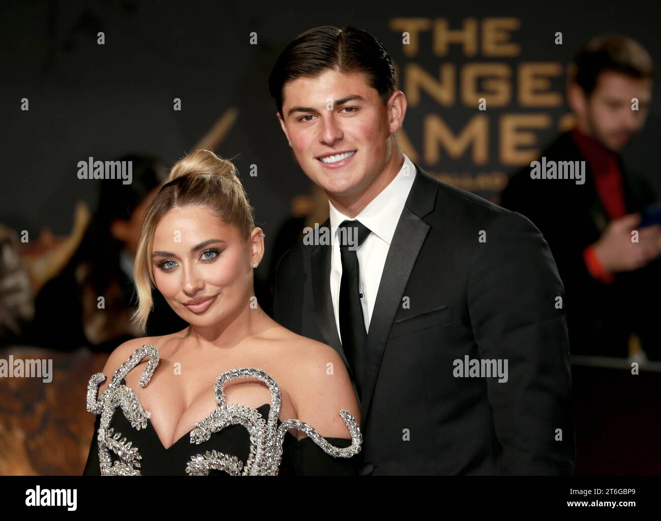 London, UK. 09th Nov, 2023. Louis Rees-Zammit and Saffron Barker arrive ...