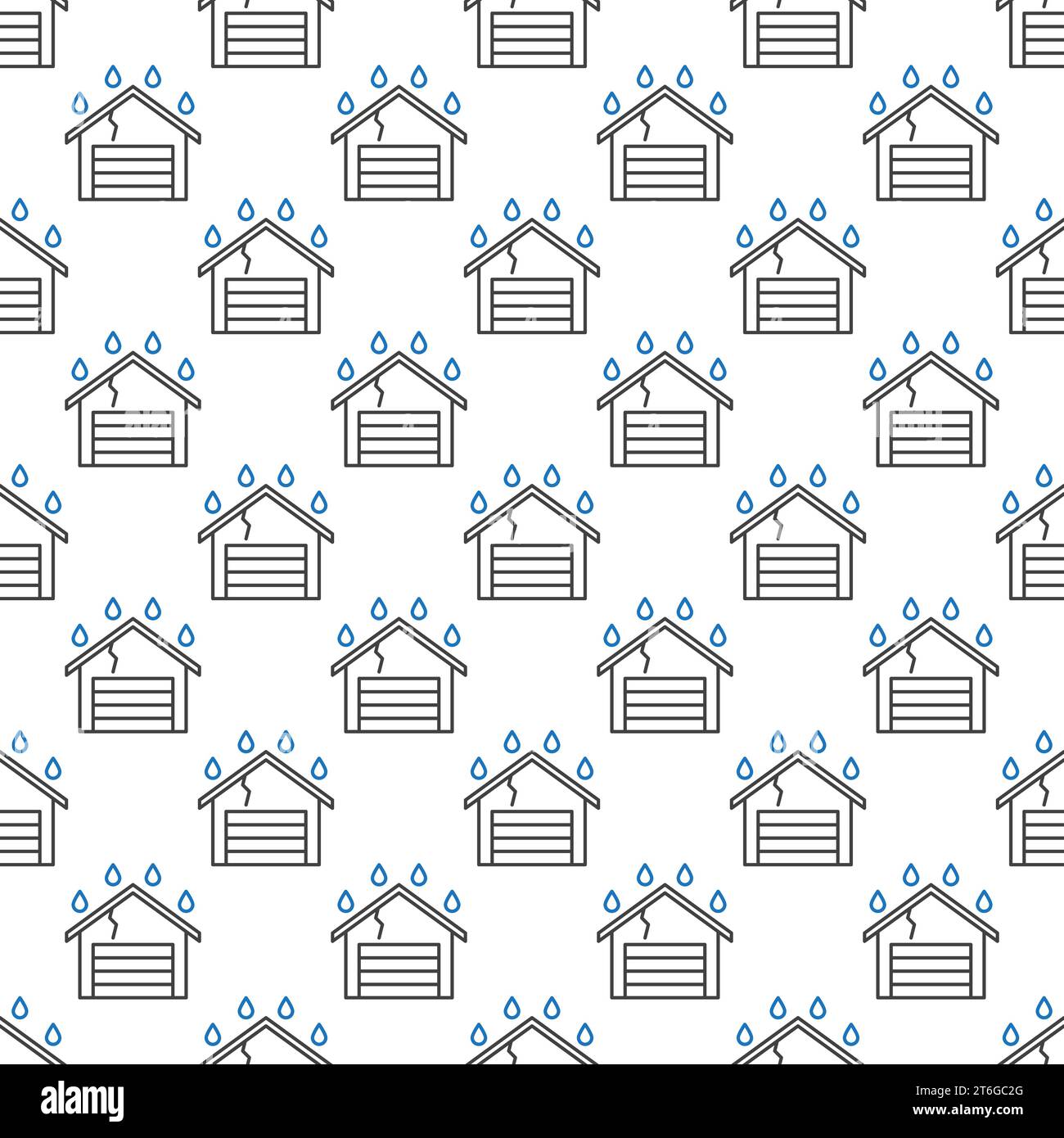 Garage Building Roof Leak vector Water Damage concept outline seamless ...