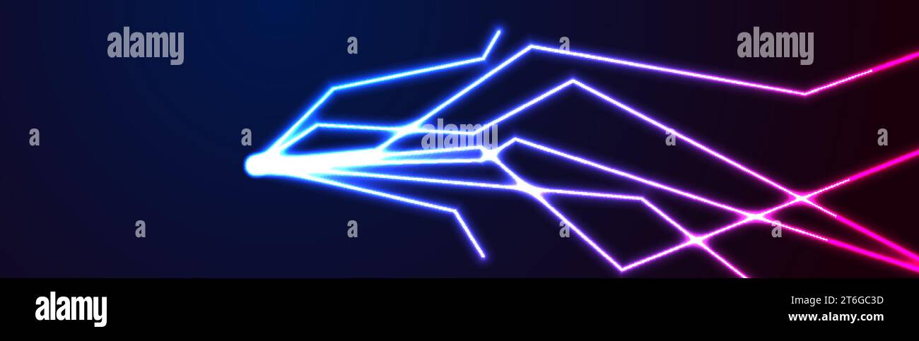 Blue ultraviolet neon glowing curved lines hi-tech abstract banner. Futuristic vector background ...