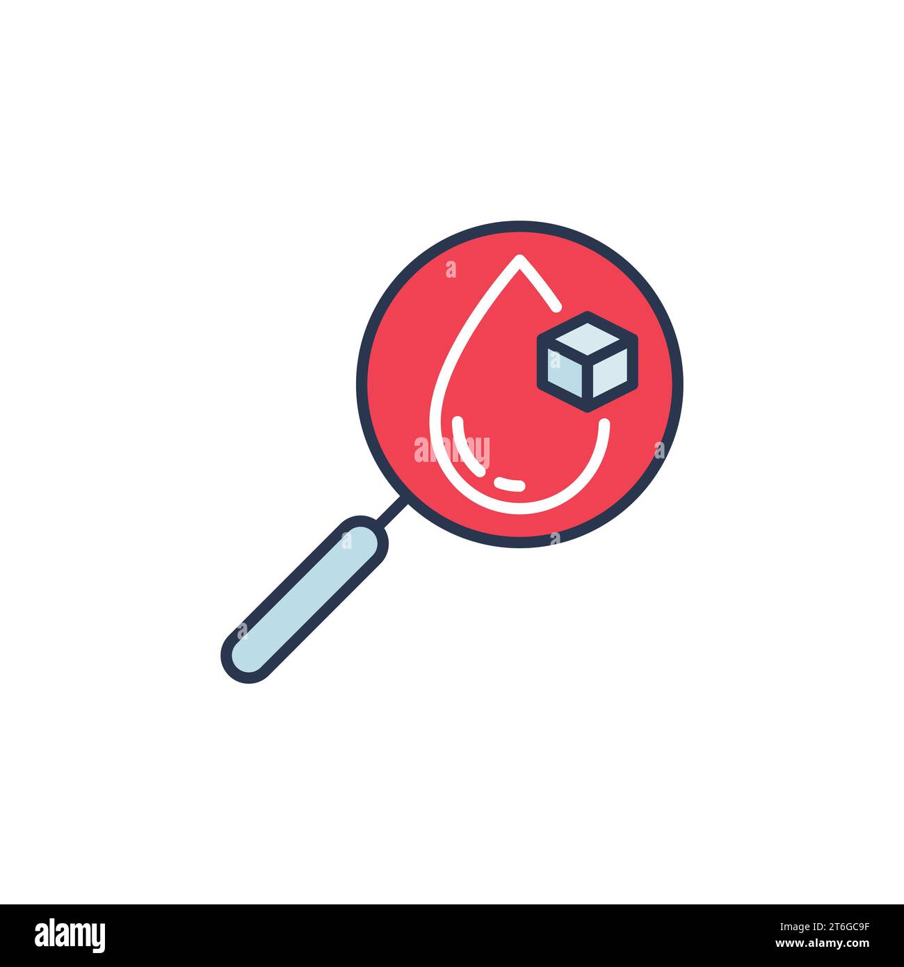 Blood with Glucose inside Magnifier vector Diabetic concept colored ...