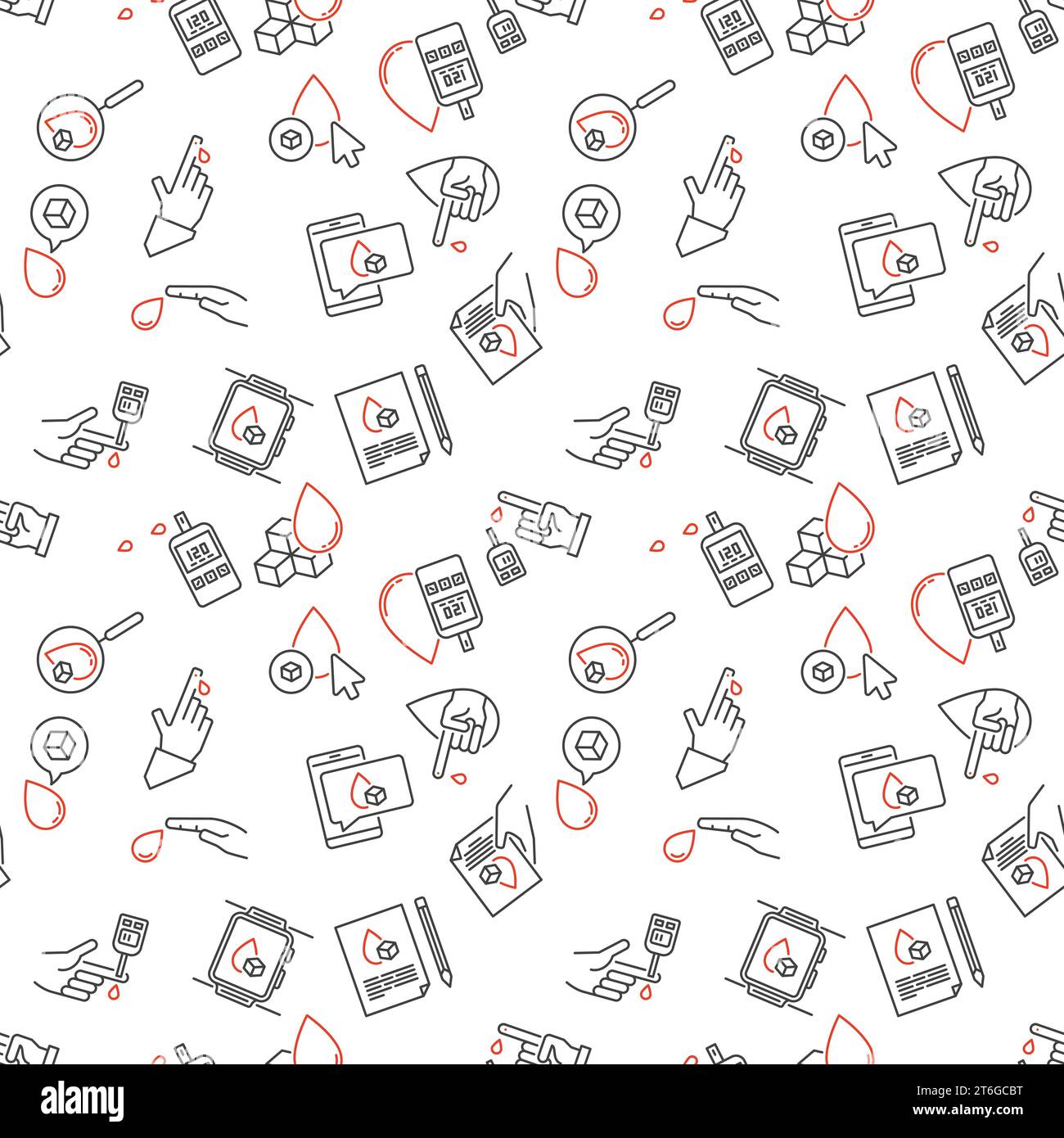 Glycemia vector minimal pattern - Blood Sugar Level seamless background ...