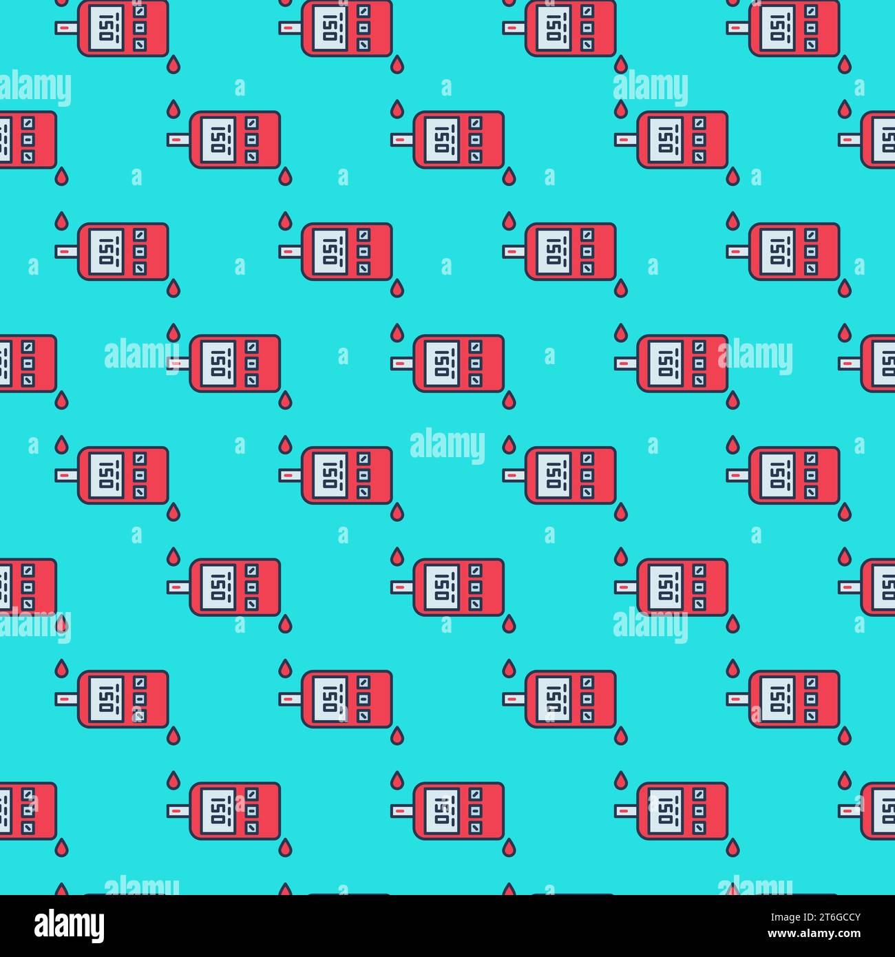 Red Glucose Monitor Vector Concept Colored Seamless Pattern Stock