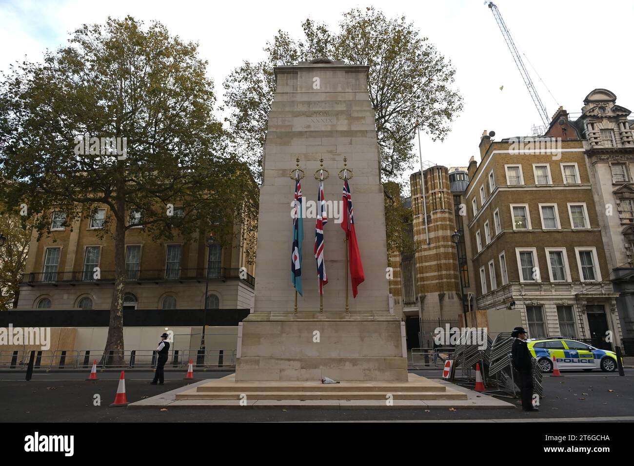 London, UK. 10th Nov, 2023. Police at the Cenotaph in Whitehall on the ...