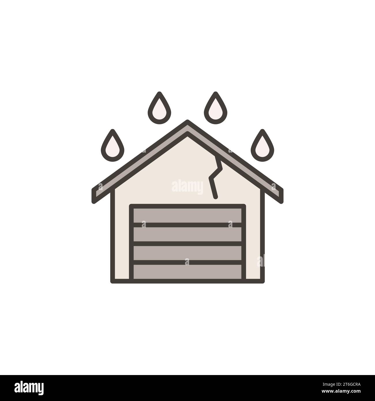 Garage with Roof Leak vector Water Damage concept colored icon or ...