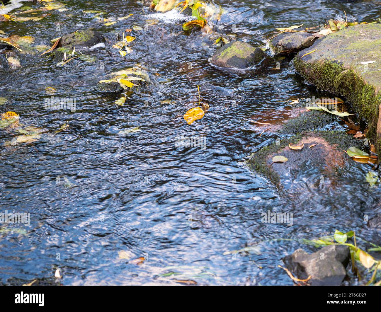 Water flows among the stones. Flow of water and stones. Stones in ...