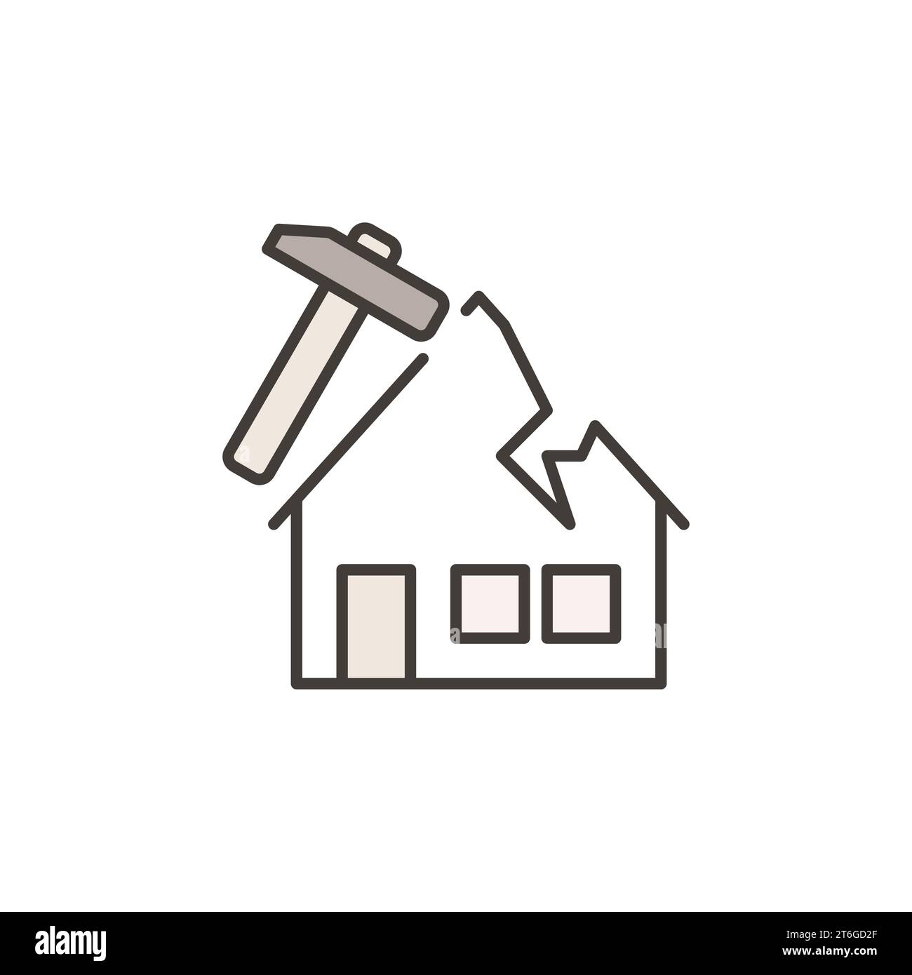 Roof Repair and Installation vector House with Hammer concept colored ...