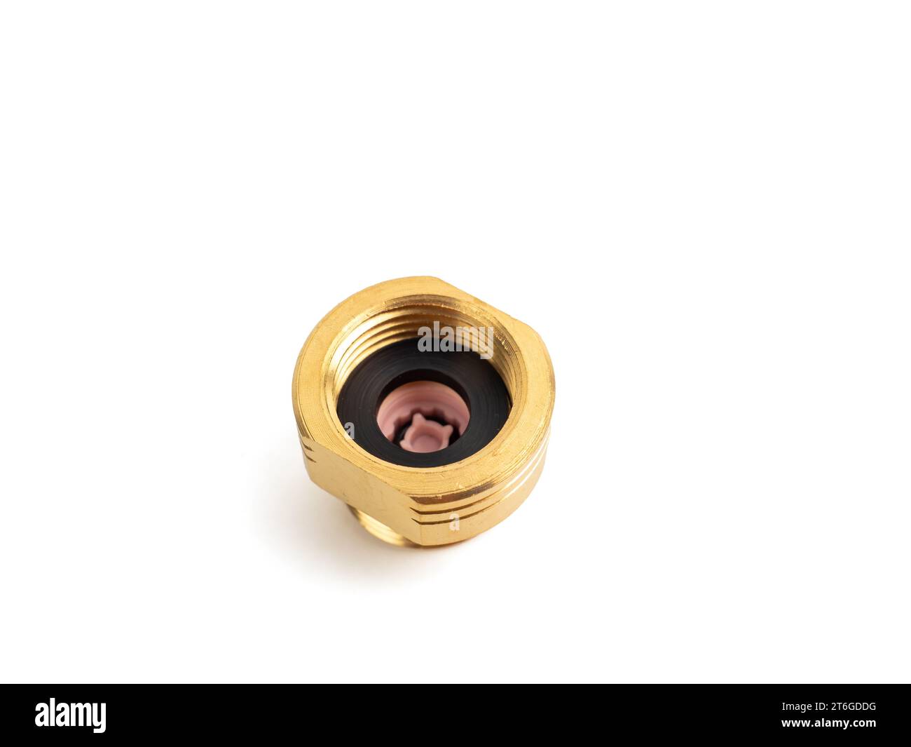 Metal adapter for water hose with mesh isolated on white background ...