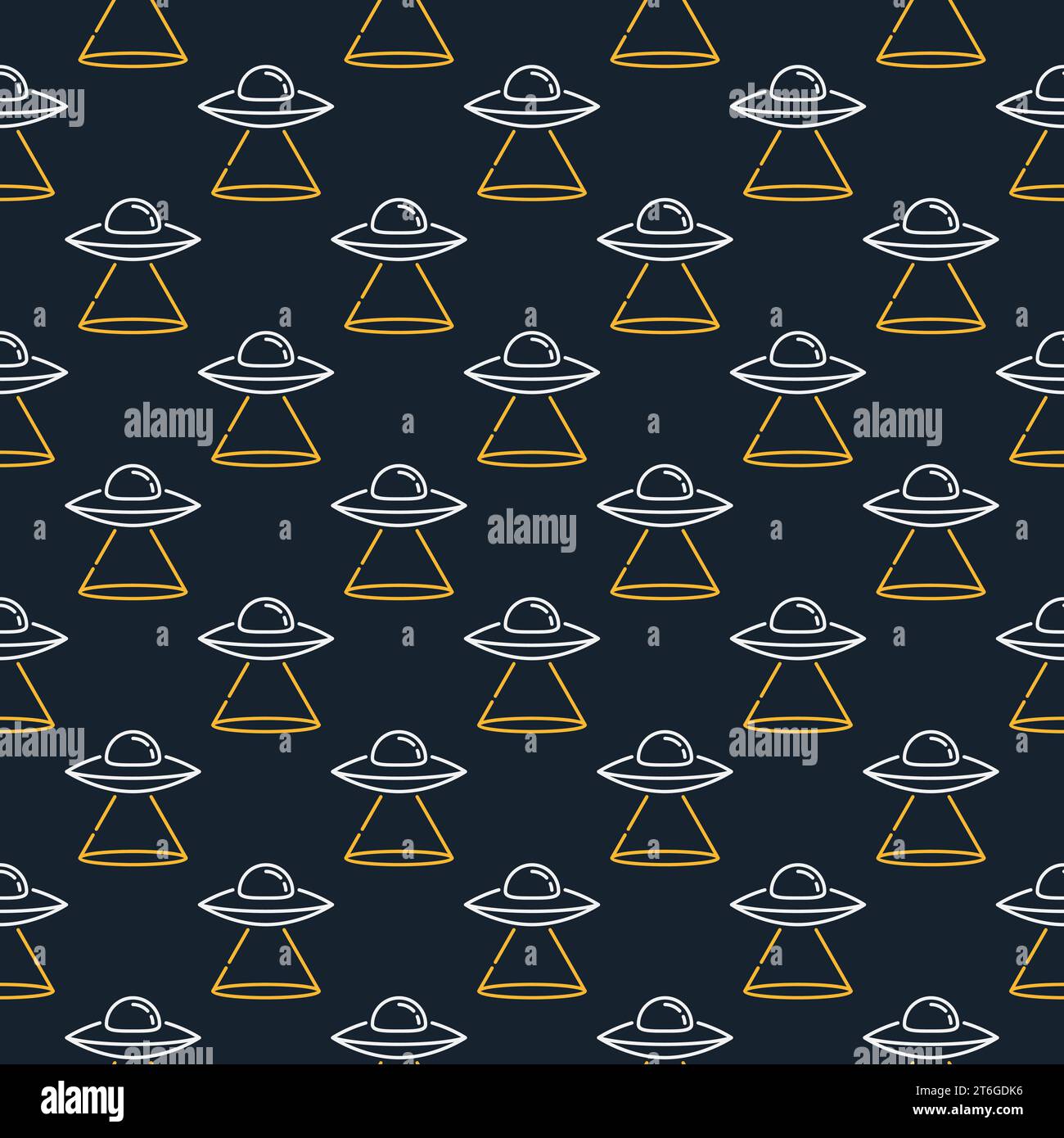 Flying Disc vector UFO concept seamless pattern in outline style Stock ...