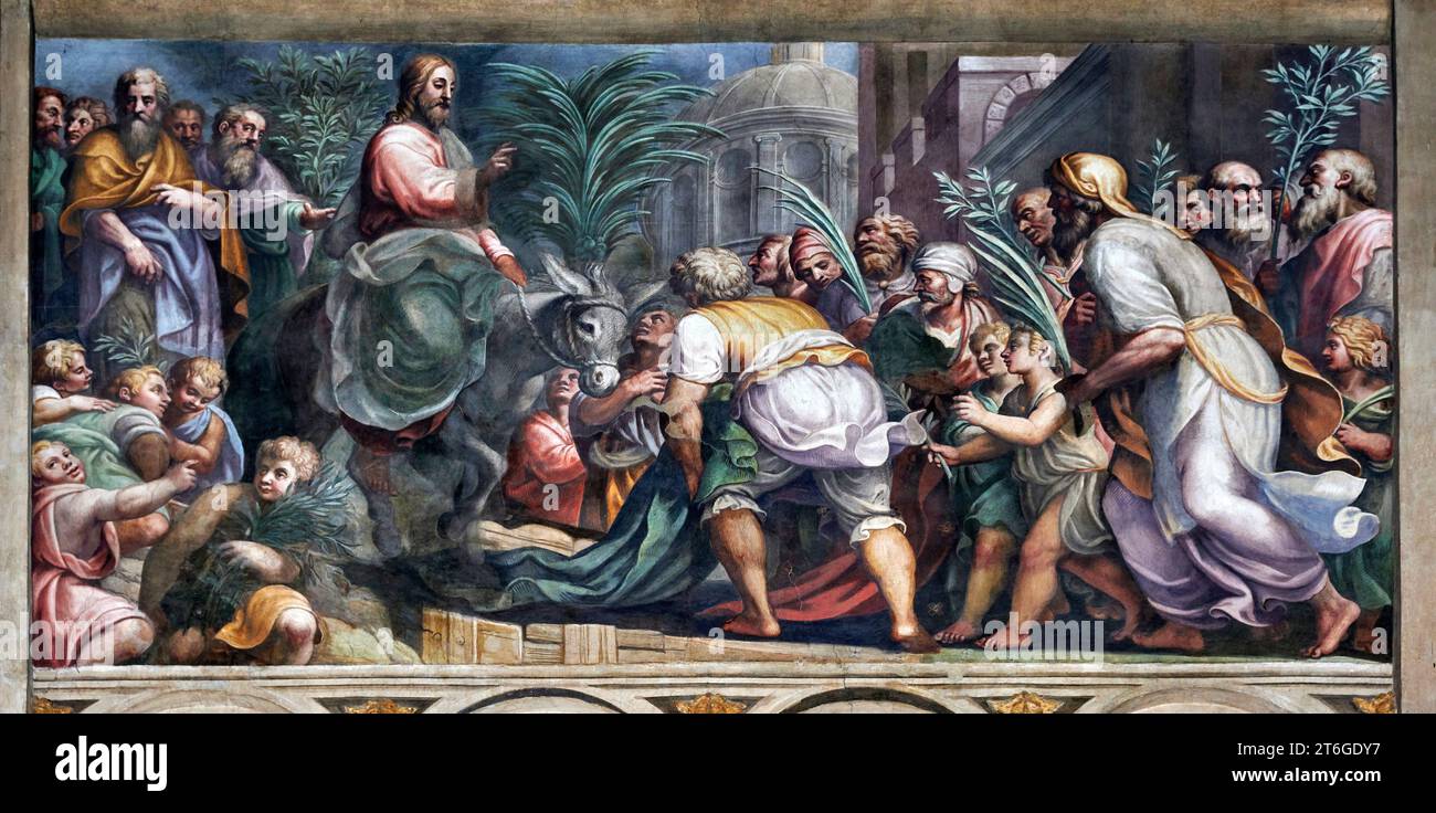Entrata a Gerusalemme - affresco - Lattanzio Gambara -1567/1573 - Parma ...