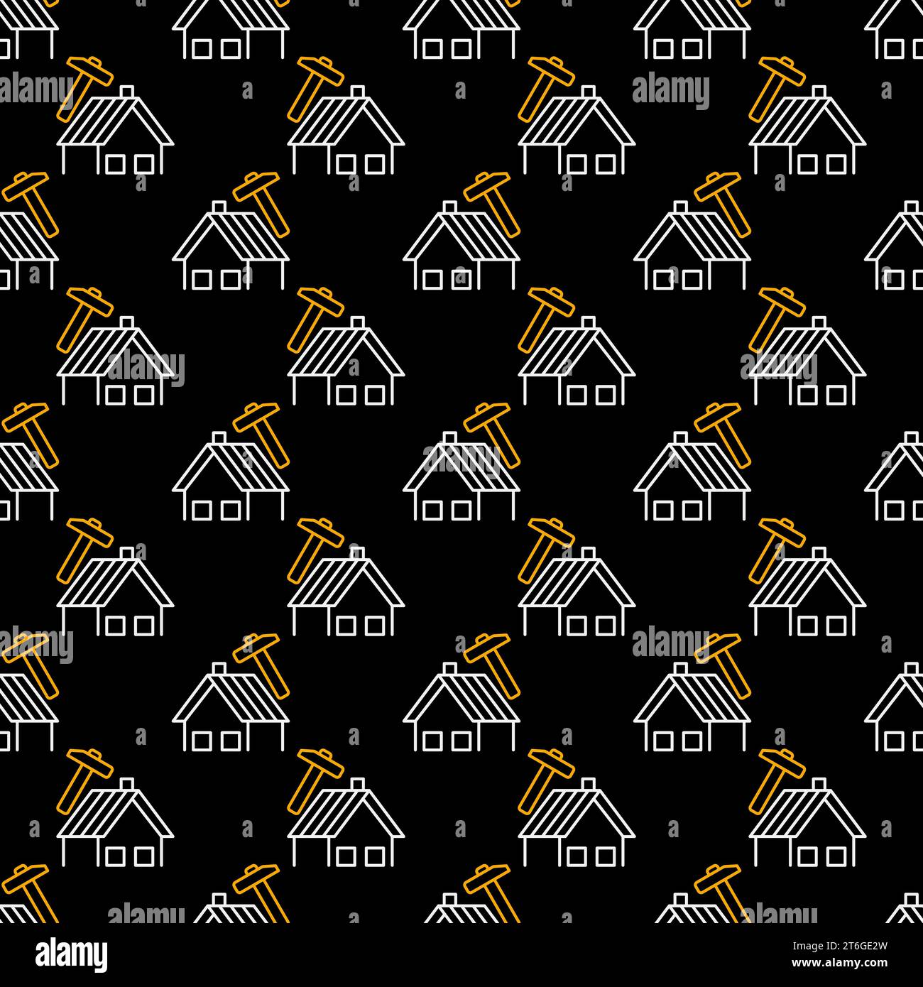Roof Repair and Maintenance vector concept seamless pattern in outline ...