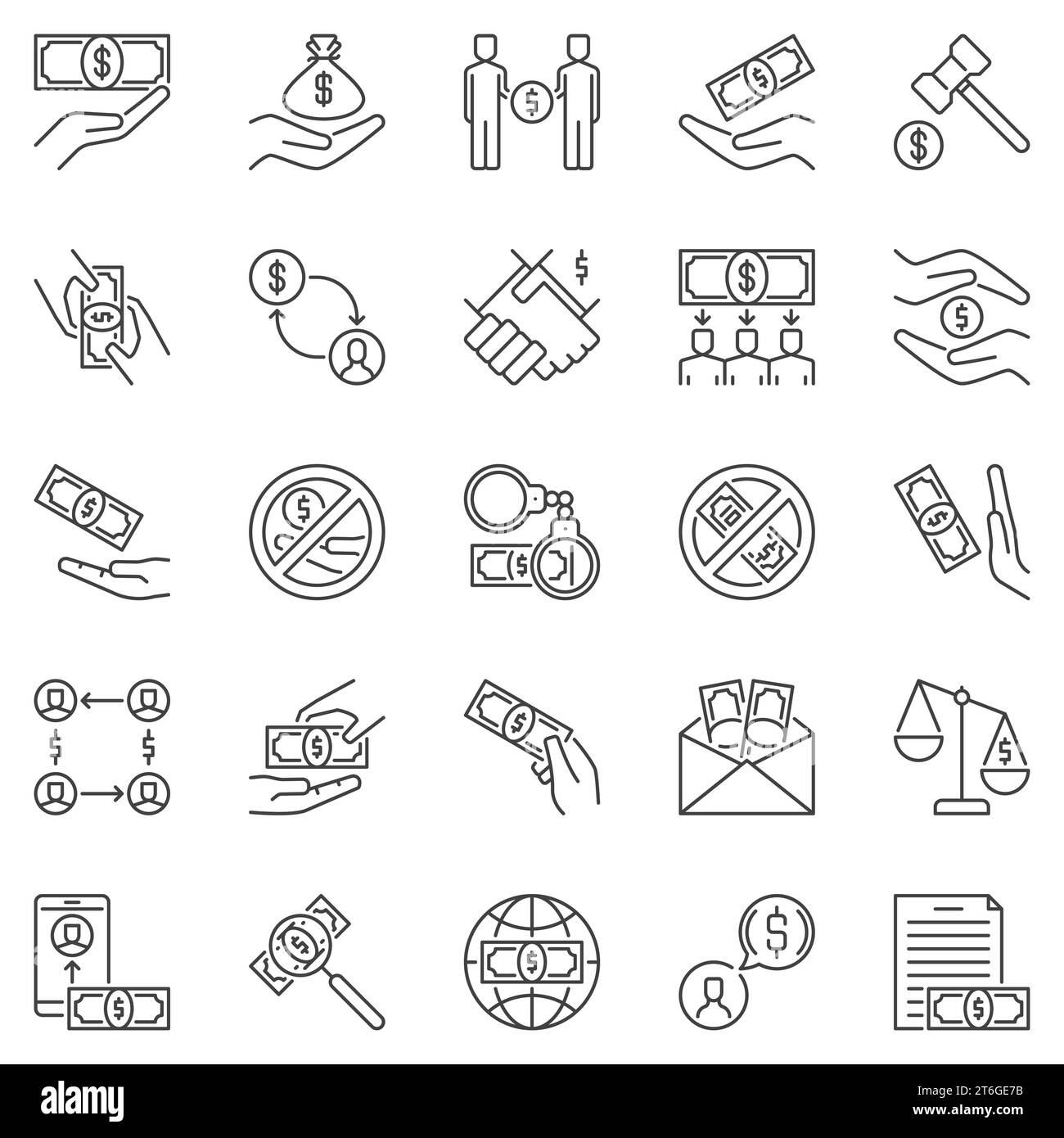 Corruption outline icons set - Bribery concept linear symbols. Anti ... Corruption outline icons set - Bribery concept linear symbols. Anti ...